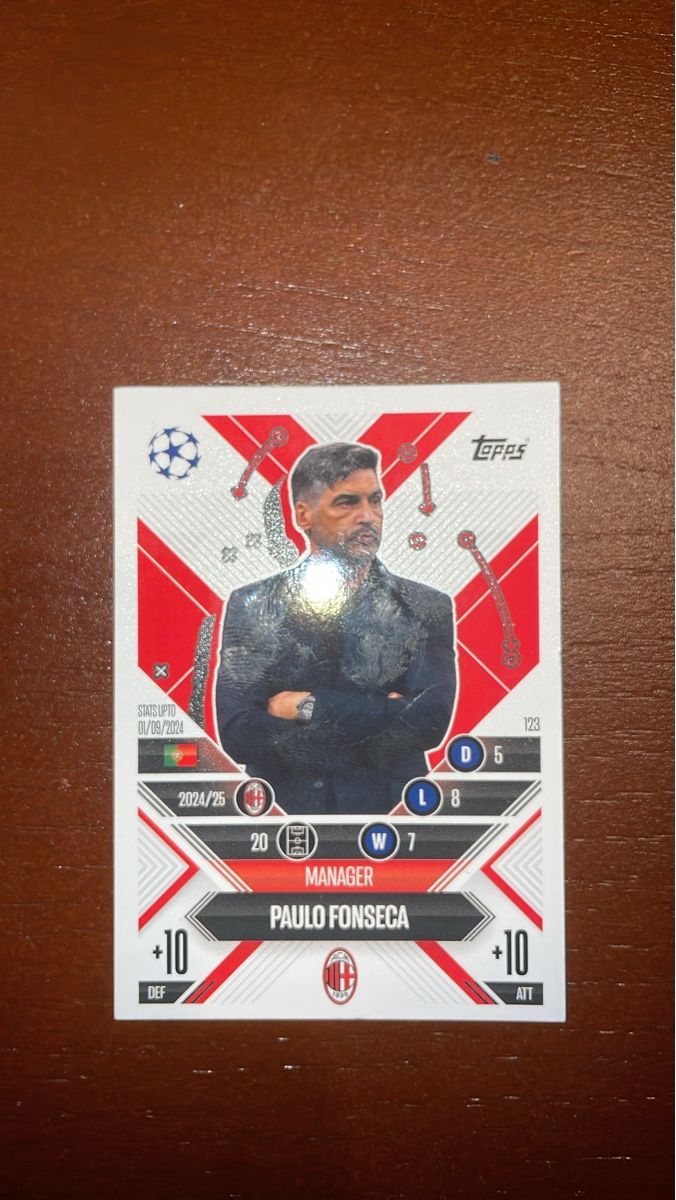 Carte Topps Paulo Fonseca Milan AC Manager 2024/25 (Neuf (Voir ...