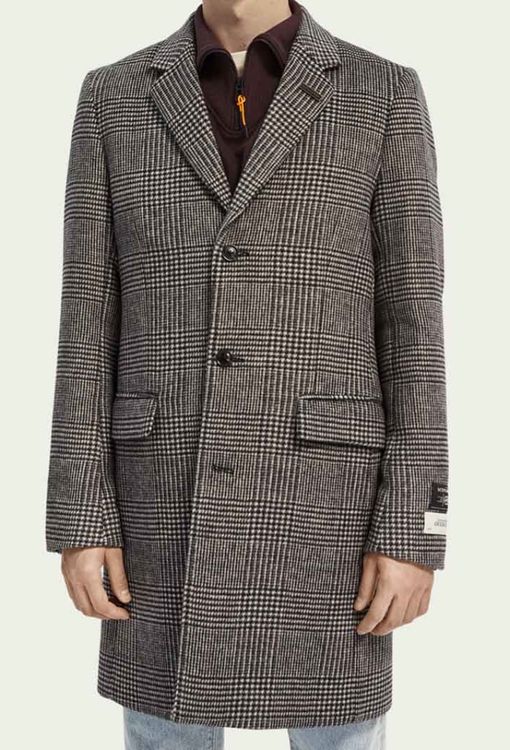 Scotch & Soda Woll Mantel Overcoat Gr. M grau kariert (Neu und ...