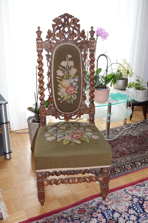 Antiker Stuhl mit echtem Gobelin | Kaufen auf Ricardo