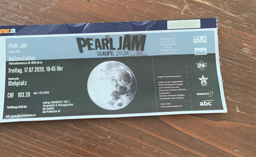 Pearl Jam Ticket (Gebraucht) in Solothurn für CHF 95 – mit Lieferung ...