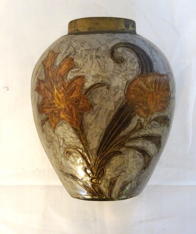 Antike Messing Vase Blumenmuster 30er Jahren Art Deco Stil | Acheter ...