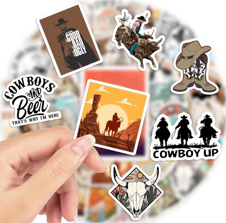 50 Stk. Sticker/Aufkleber - Western Cowboy | Kaufen auf Ricardo