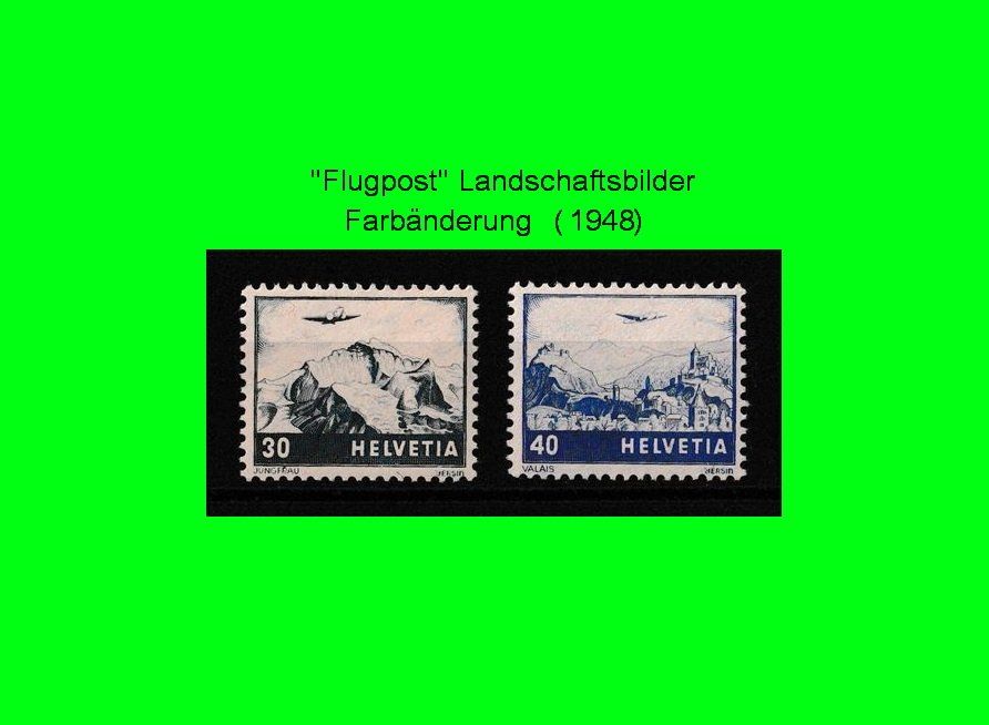 "Flugpost" Landschaftsbilder Farbänderung (1948) | Kaufen auf Ricardo