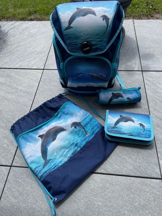 Funki Schulthek-Set Rucksack, Turnsack, Etui Joy-Bag Delfin (Gebraucht ...