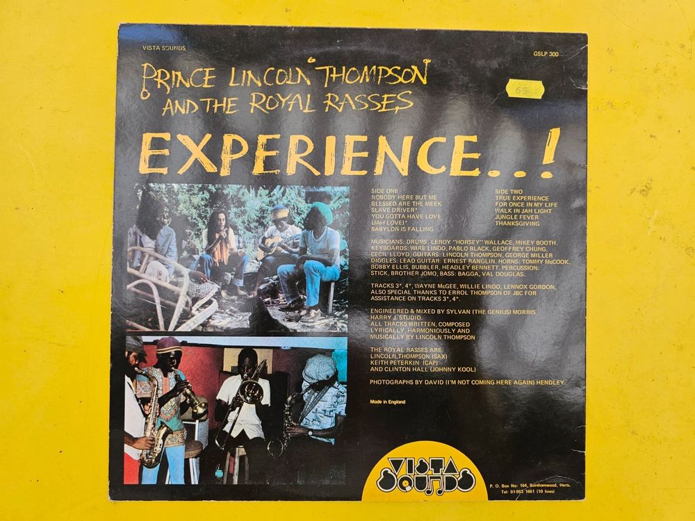 Prince Lincoln Thompson & The Royal Rasses – Experience (Gebraucht) in ...