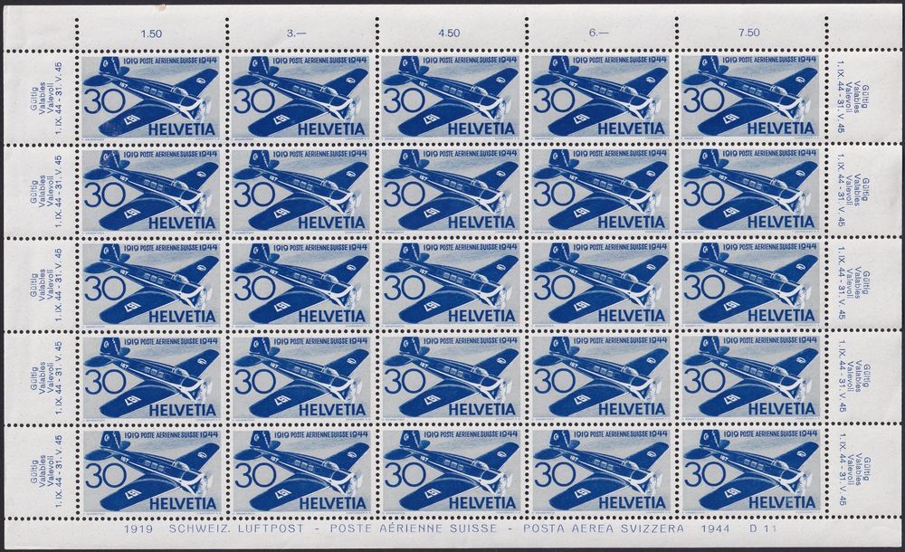 1944, F39 kompletter Bogen postfrisch **. Kat: 50.- (Gebraucht) in ...
