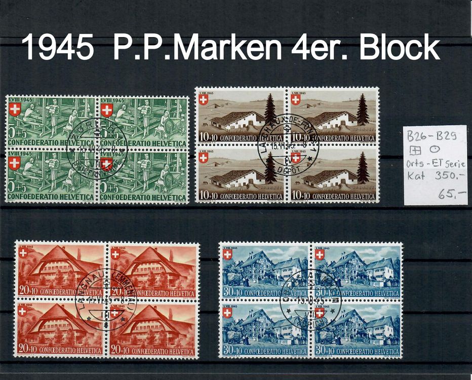 1945 P.P. Marken 4er Block Treffende-Orts -E.T Serie Stempel | Kaufen auf Ricardo
