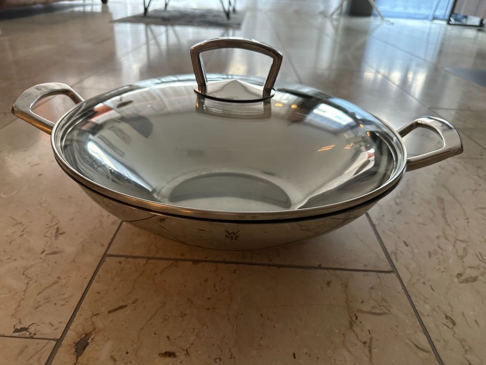 WMF Wok mit Glasdeckel 36 cm, Wokpfanne Induktion Edelstahl | Kaufen ...