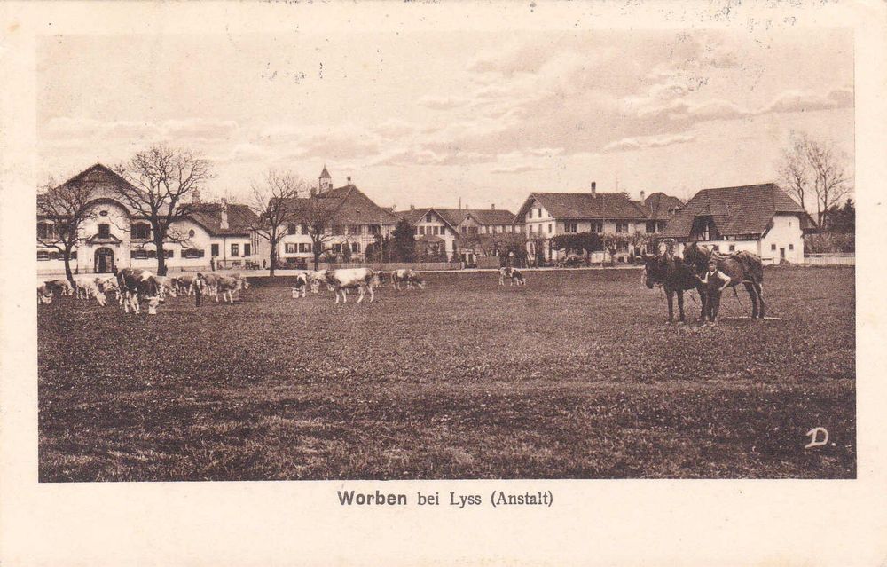 AK 1928, "Worben bei Lyss (Anstalt)", s/w Lichtdruckkarte | Kaufen auf Ricardo