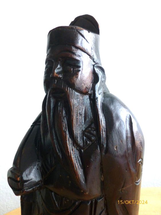 Holzfigur, geschnitzter weiser Mann, China, Vintage. (Gebraucht) in ...