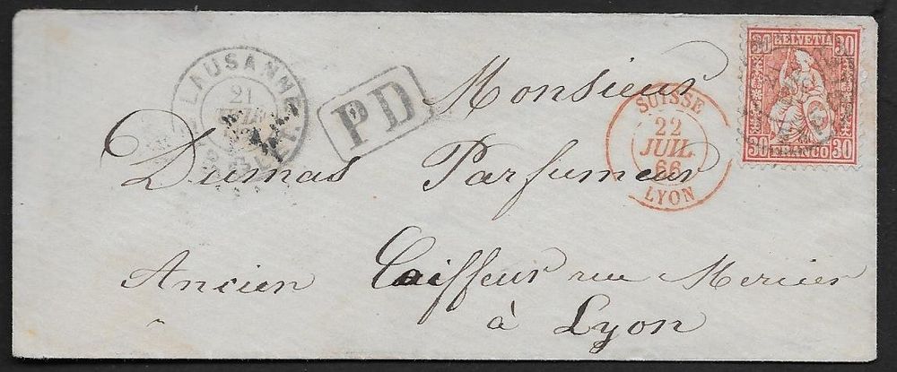 1866 PD Brief LAUSANNE nach LYO Nr. 33 selten top ab 1.- (Gebraucht) in ...