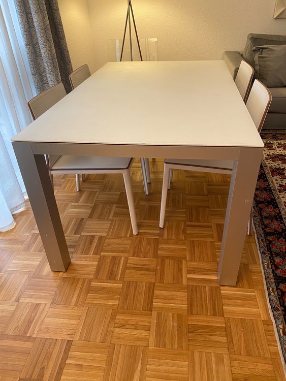 Table à manger, blanche, moderne, avec rallonge, 6 à 10 pers | Kaufen auf Ricardo