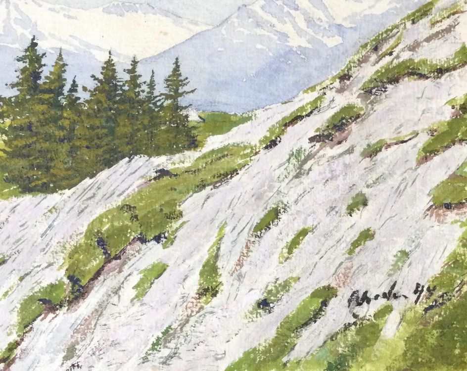 40. er. Jahre Berglandschaft Aquarell Unleserlich Signiert | Kaufen auf Ricardo