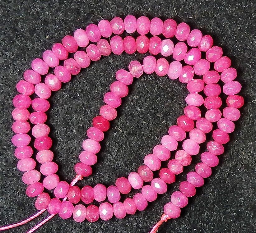 1 Strang echte rare rosa Rubin Perlen 4 x 3 mm facettiert (Neu (gemäss ...