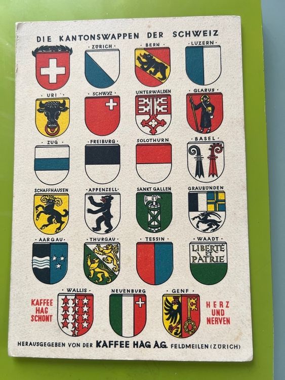 KATONSWAPPEN DER SCHWEIZ REKLAME VON KAFFE HAG (Gebraucht) in Bernhardzell für CHF 4 – mit ...