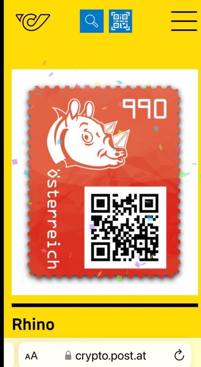 *ÖSTERREICH CRYPTO STAMP CS 3.1 RHINO 2021 ROT AUSTRIA RED (Neu und ...
