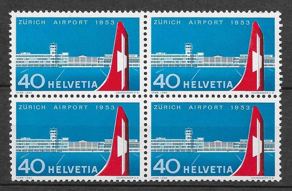 1953: Einweihung des Flughafen Zürich Viererblock No 313 ** | Kaufen auf Ricardo