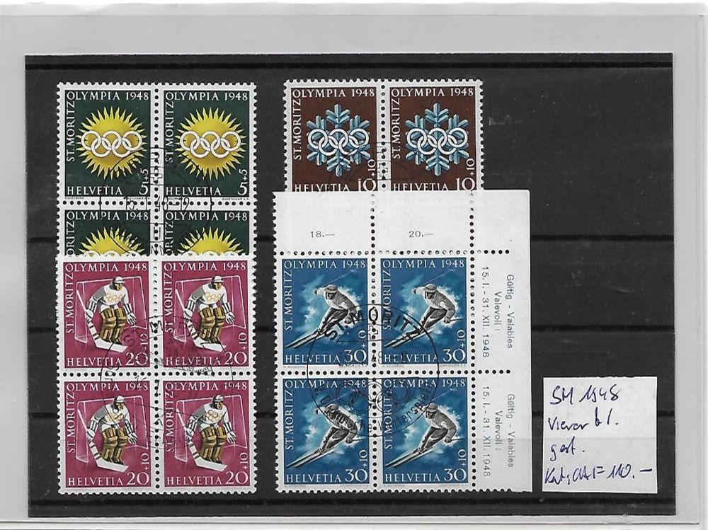 SM 1948 Viererbl.gest. Kat: CHF 110.- (Gebraucht) in Basel für CHF 3 – mit Lieferung auf Ricardo ...