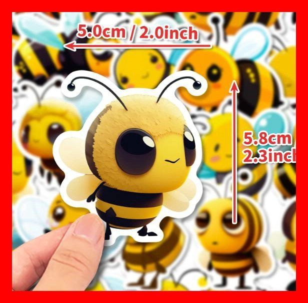 50 tlg Stickerset Biene Hummel Bee Honig Gelb abeille Drohne (Neu und ...