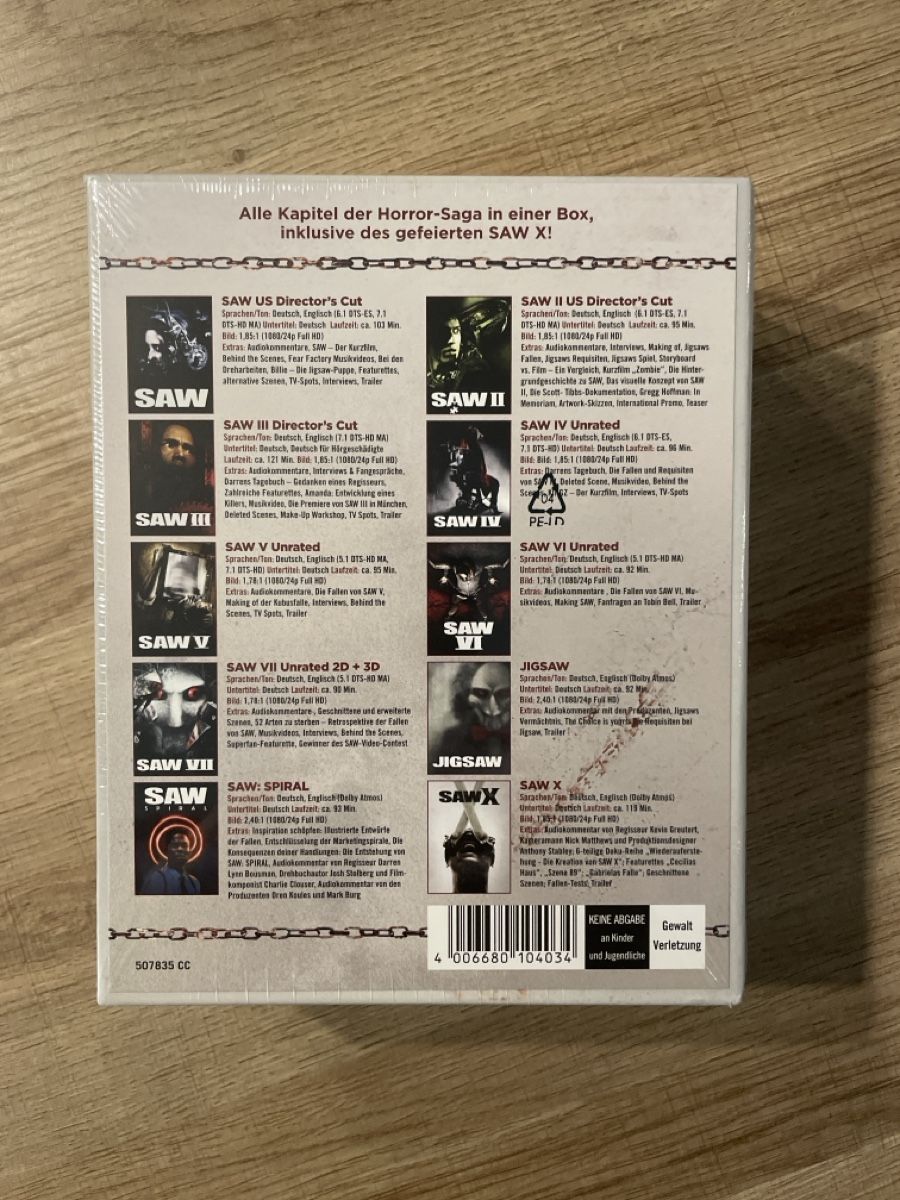 Saw 10-Film Collection Uncut BluRay Neu&Ovp (Neu und originalverpackt ...