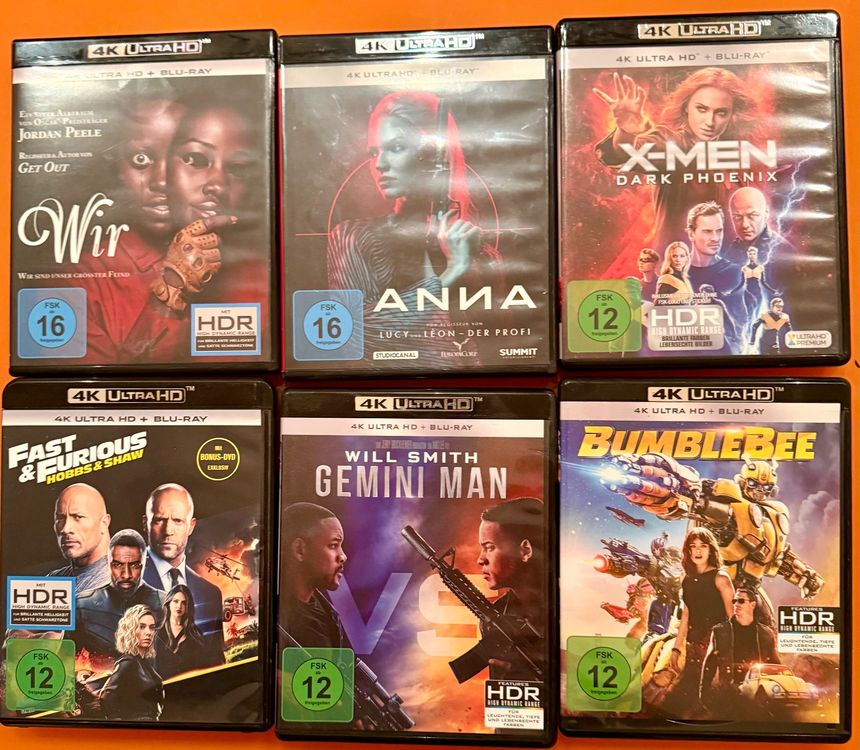 6 Stück 4K Ultra HD Blu-rays Filmsammlung - Top Zustand (Gebraucht) in ...