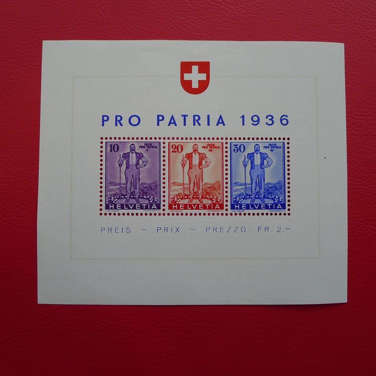 1936: Pro Patria Block W8 ** SBK: 140.- (Antik) in Sursee für CHF 8 – mit Lieferung auf Ricardo ...