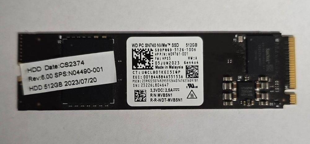 SSD Festplatte WD PC SN740 512GB M.2 22 NVMe (Neu (gemäss Beschreibung ...