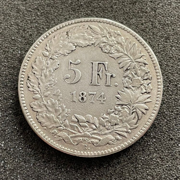 5 Franken Silber sitz. Helvetia 1874 B. (Gebraucht) in Reitnau für CHF 113 – mit Lieferung auf ...