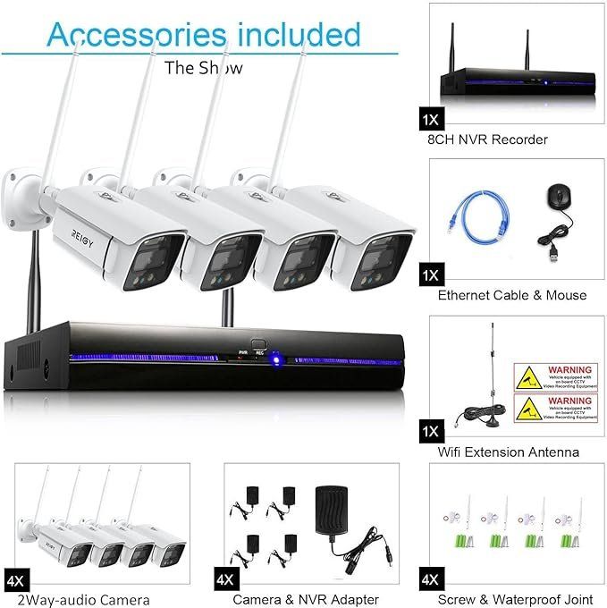 3MP WLAN Überwachungskamera Set Funk NVR Überwachungssystem (Neu und originalverpackt) in ...