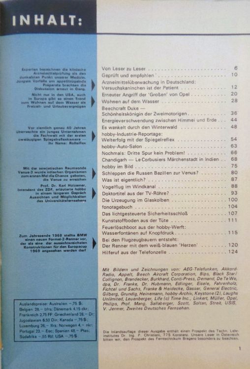 Hobby 1969, Heft Nr. 5 / Opel u.a. / 136 Seiten Fr. 5.- | Kaufen auf Ricardo