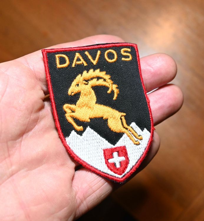 VINTAGE Badge DAVOS nos ST GALLER STICKEREI steinbock (Gebraucht) in ...