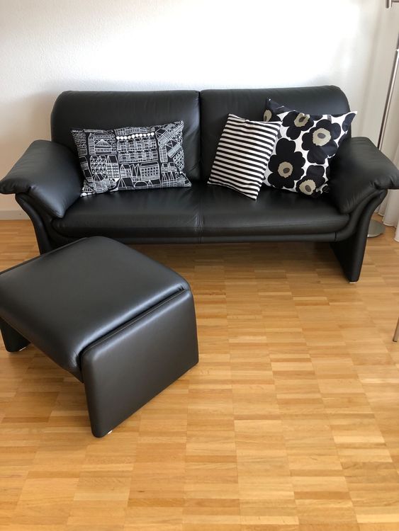 Sofa 2-Sitzer Leder mit Hocker ideal für Single | Kaufen auf Ricardo