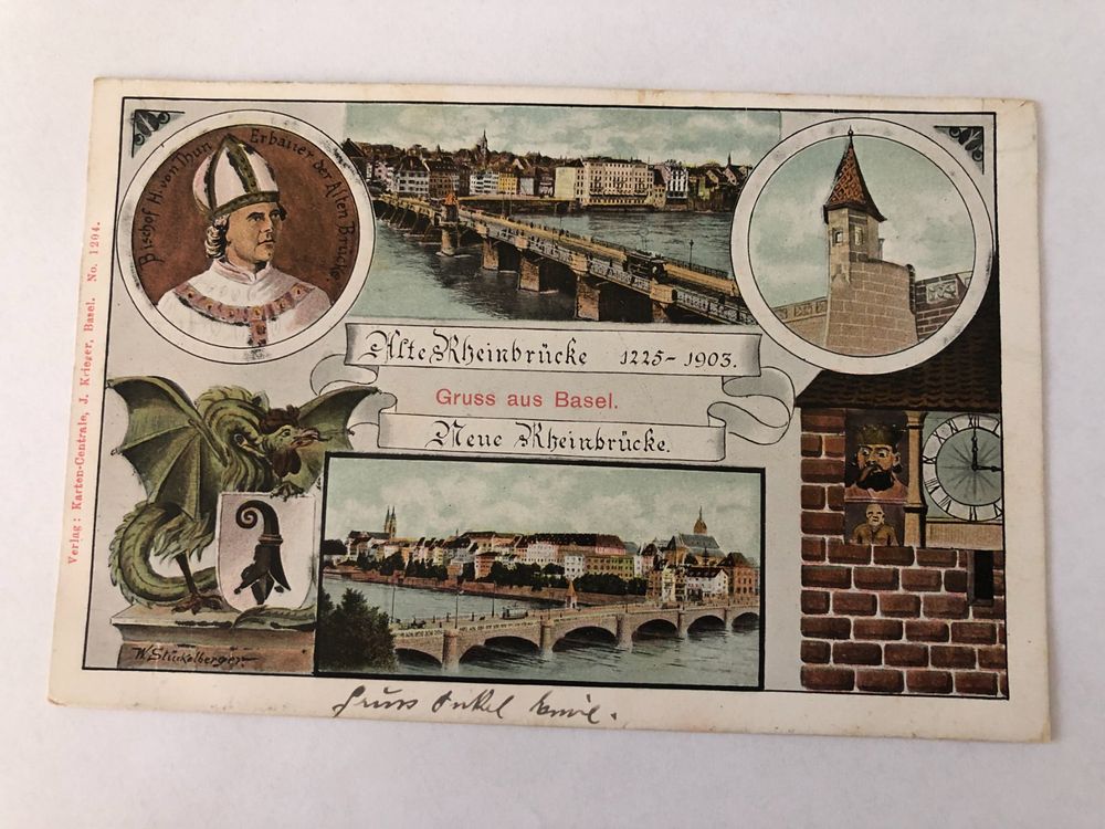 Gruss aus Basel Alte Rheinbrücke / Neue Rheinbrücke 1905 (Gebraucht) in Pfäffikon ZH für CHF 9 ...