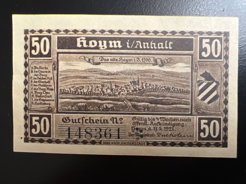 1 billet Stadt Houma I/ Anhalt 1921 Ancienne Allemagne | Kaufen auf Ricardo