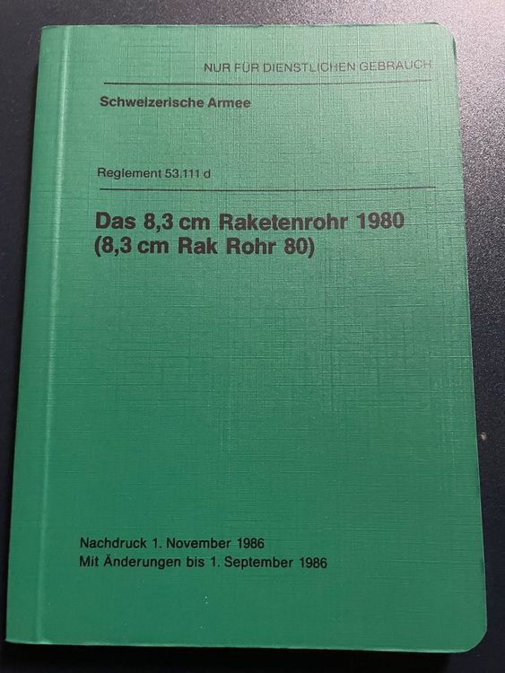 Reglement 8,3cm Raketenrohr 1980/53.111d (Gebraucht) in Volketswil für CHF 4 – mit Lieferung auf ...