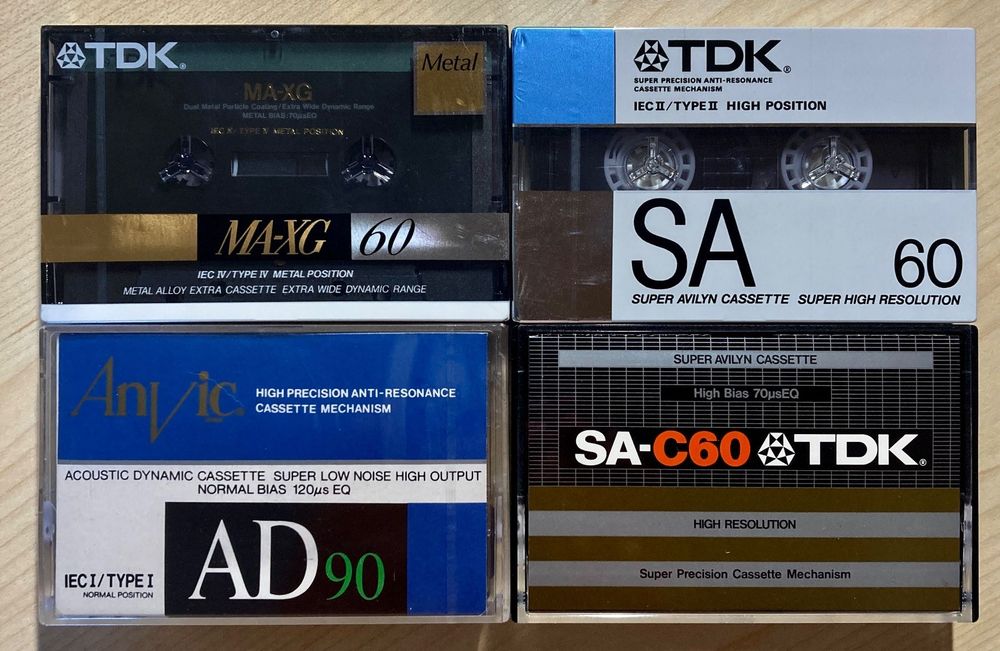 TDK MA-XG 60, SA 60 weiss, SA 60 von 1979 und Anvic AD 90 (Neu und ...