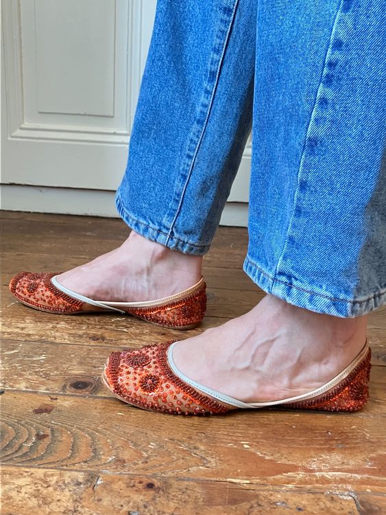 Ballerines brodées de perles oranges - made in India (Gebraucht) in ...