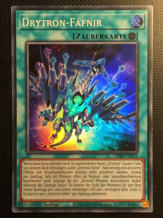 YUGIOH!! Drytron-Fafnir GEIM-DE031! Super Rare | Kaufen auf Ricardo