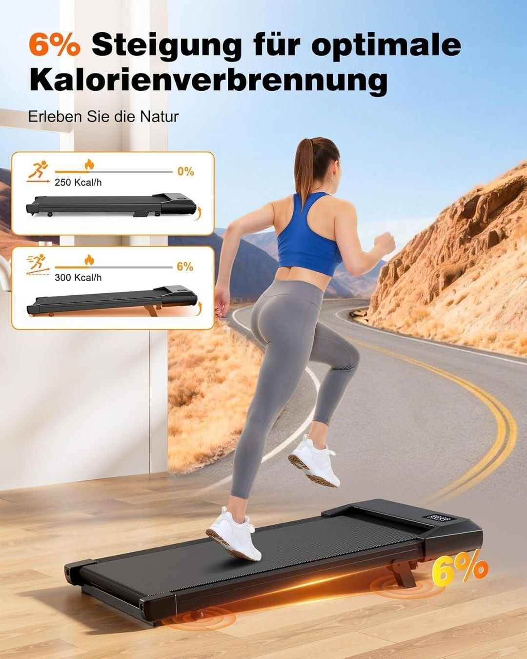 Walking Pad Laufband leise mit Steigung App LED bis 159 kg (Neu und ...