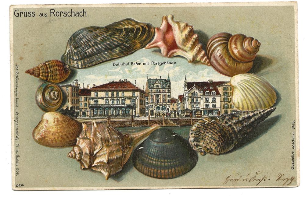 Gruss aus Rorschach (SG) Bahnhof - Post - Präge-Litho - 1907 (Gebraucht) in Engelburg für CHF 25 ...