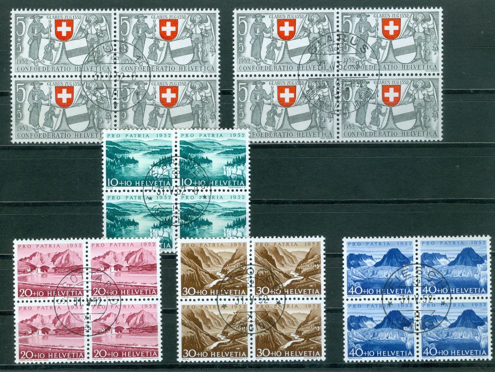 1952 Schweiz Pro Patria Viererblocks ET (Gebraucht) in Zürich für CHF 22 – mit Lieferung auf ...