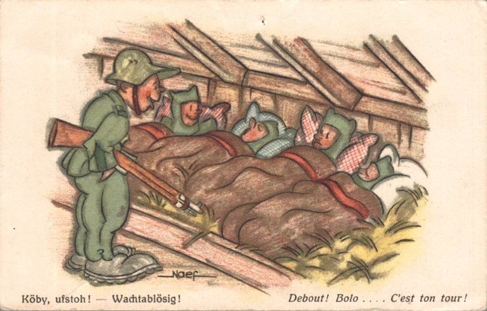 Militär, Humorkarte Köby ufstoh! Wachtablösung, Photoglob (Gebraucht ...