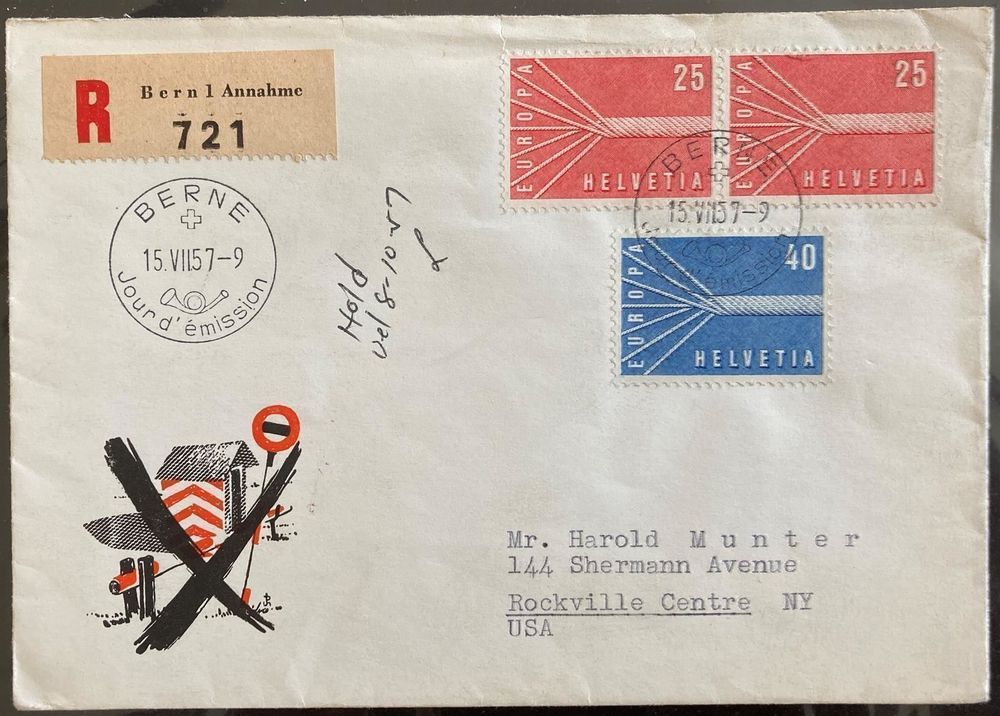 R-FDC Europamarken 1957 illustriert ET BERNE, SBK 130 Fr. (Gebraucht) in Flawil für CHF 18.5 ...