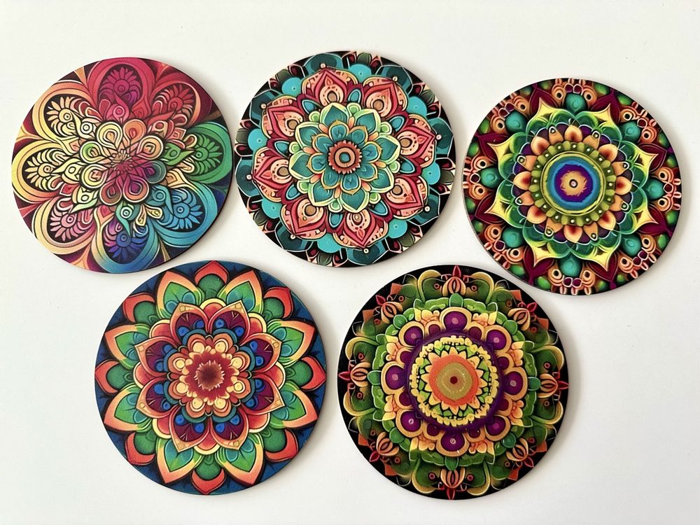 Set of 5 Beautiful Mandala Coasters (Neu (gemäss Beschreibung)) in ...