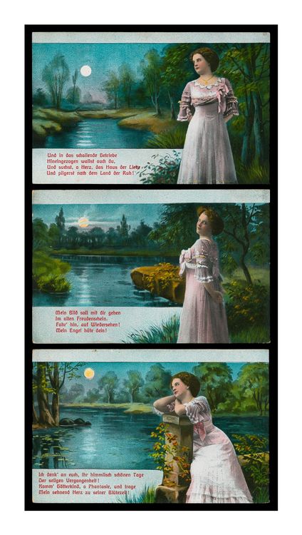 FRAU / FEMME - 1910 "Szene Natur / Scène en Nature" (3xC.P.) (D ...