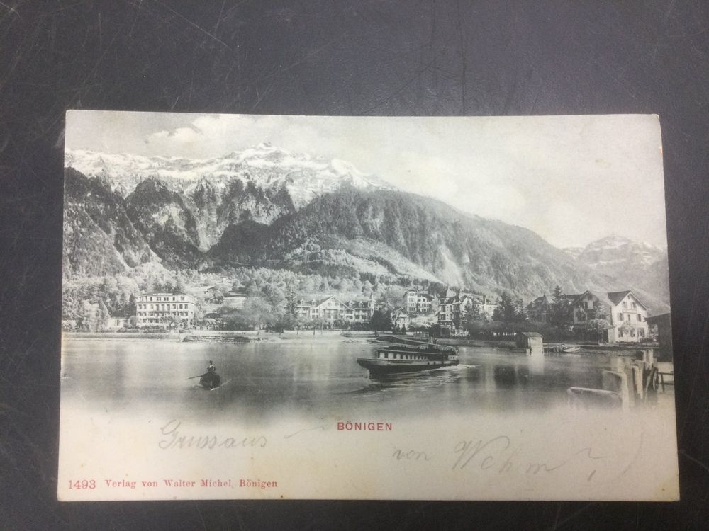 Alte Ansichtskarte von Bönigen mit See und Schiff (Gebraucht) in Wangen ...