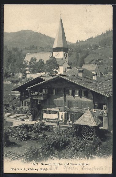 CPA Saanen, Kirche und Bauernhäuser | Acheter sur Ricardo