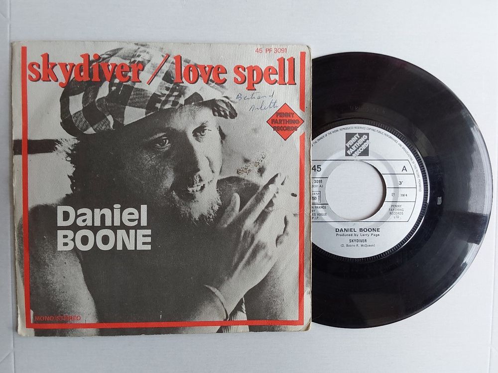 Vinyl Single - Daniel Boone - Skydiver - France 1974 (D'occasion) à ...