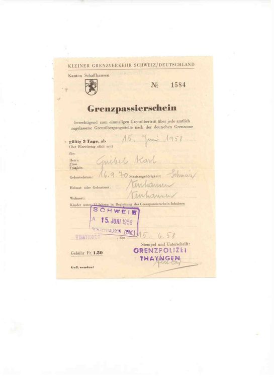 Grenzpassierschein Frs Auto