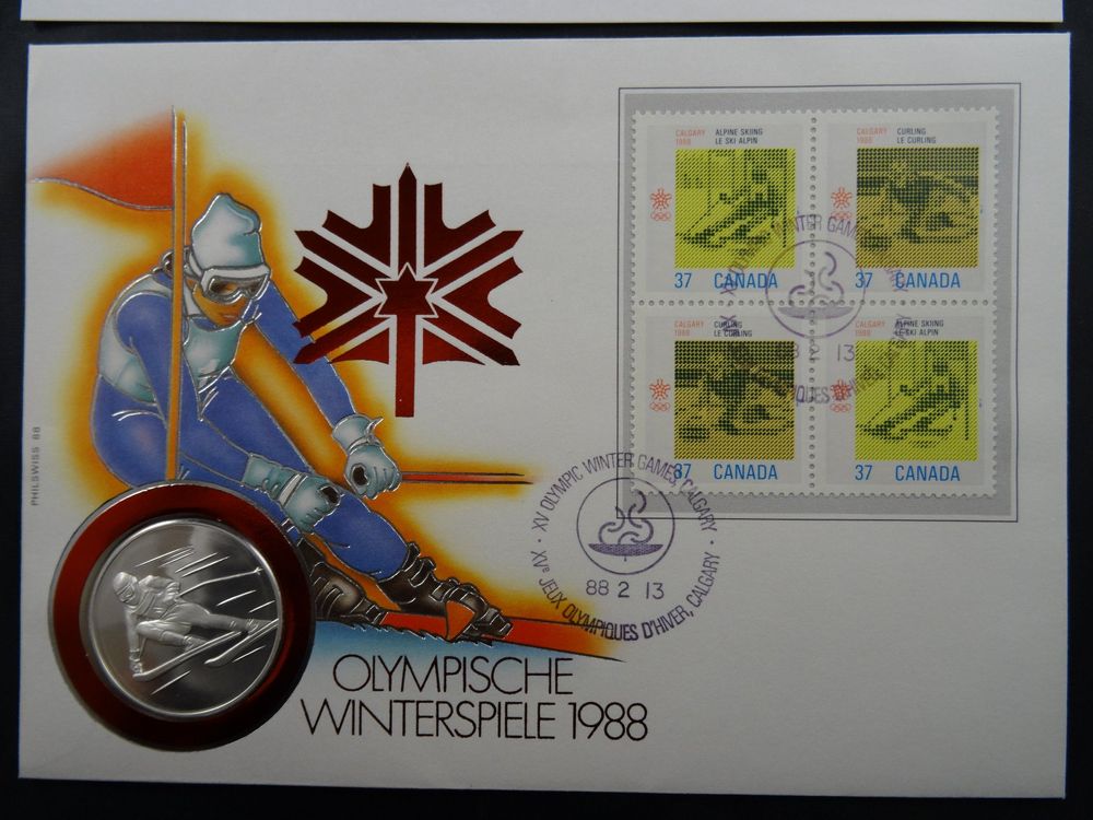 Lettre avec pièce Jeux Olympique d'hiver 1988 Ag 999.9 15g (D'occasion ...